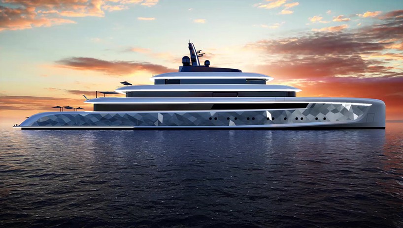 moonstone's dramatic hull lights blend into the horizon