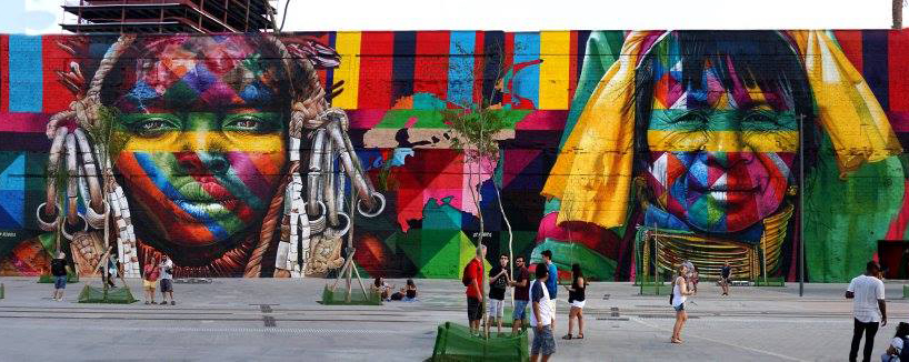 eduardo kobra paints 3,000 square meter mural for the rio olympics