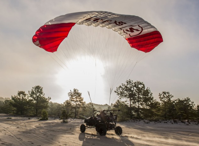 the skyrunner flying buggy fuses an all-terrain vehicle with an aircraft
