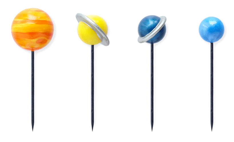 duncan shotton's hand-painted planet pins bring outer-space to your office