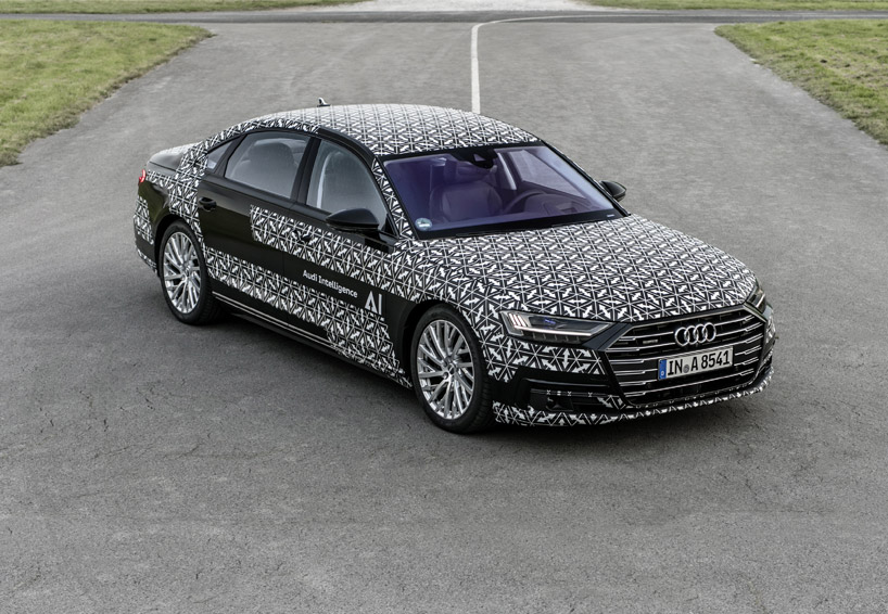 AUDI A8 self-driving test ride on german autobahns in düsseldorf