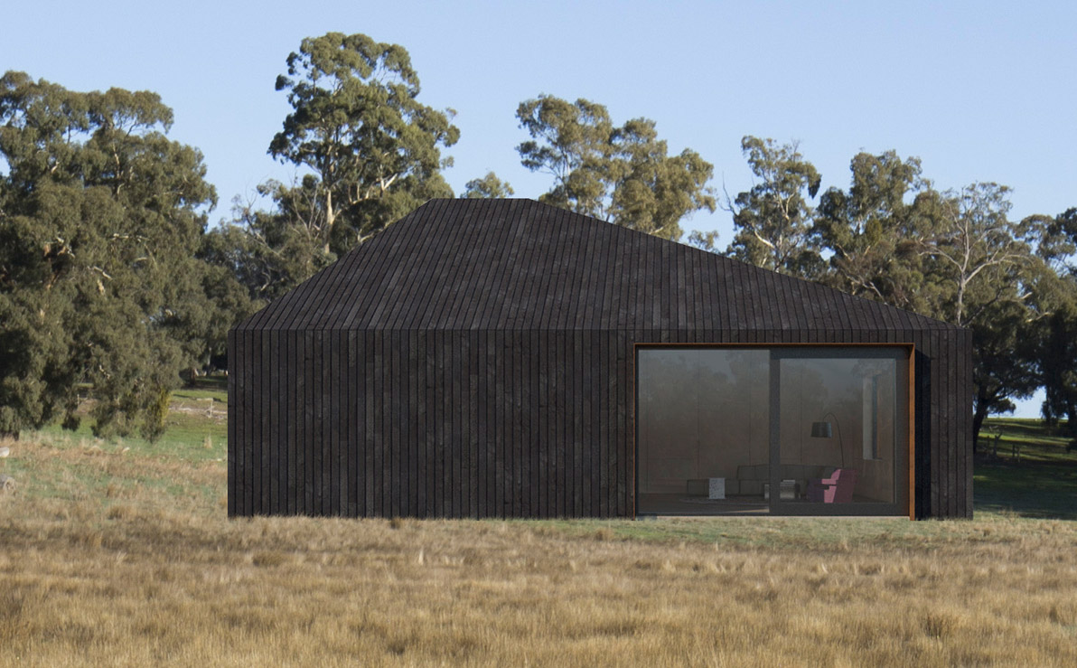 adam kane architects designs asymmetrical timber cabin in rural victoria