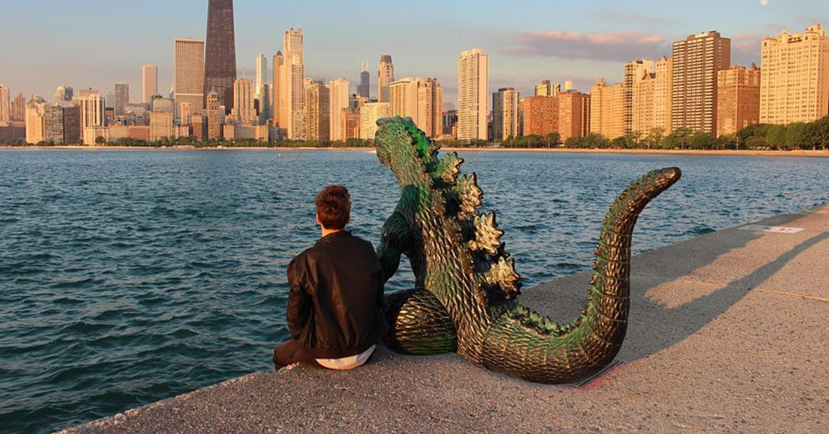 artist kieran murray travels with dinosaurs in some clever photoshop art