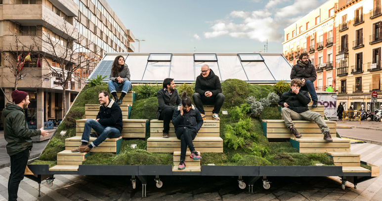 MINI hub installation in madrid rethinks the future of cities
