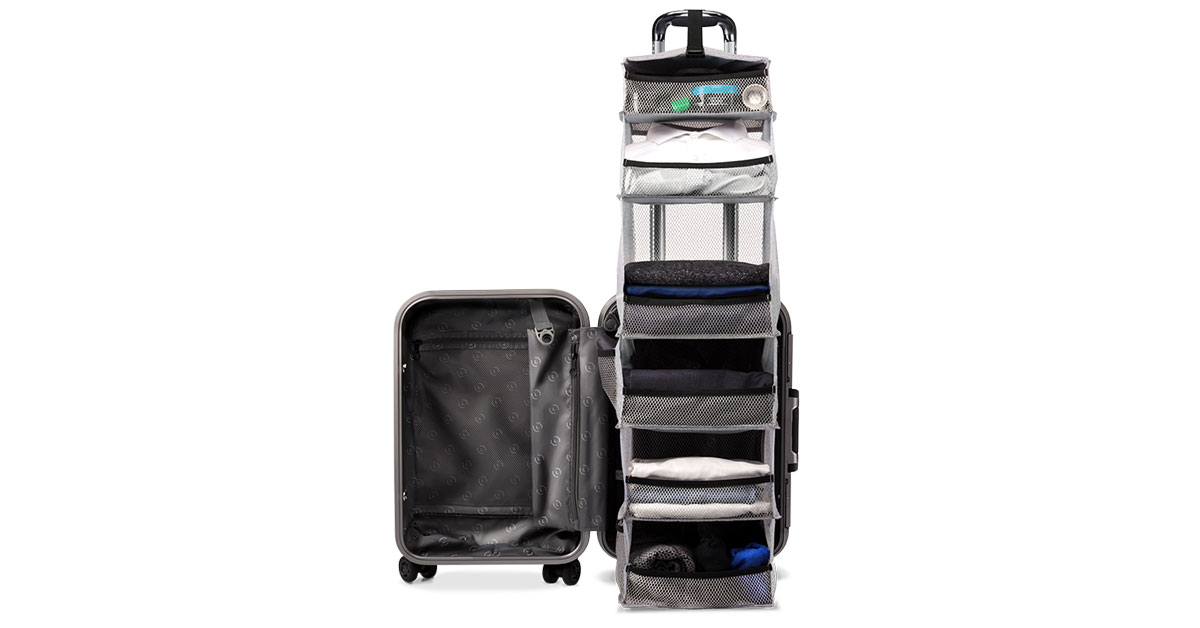 solgaard's lifepack suitcase is a 6-pocket carry-on closet