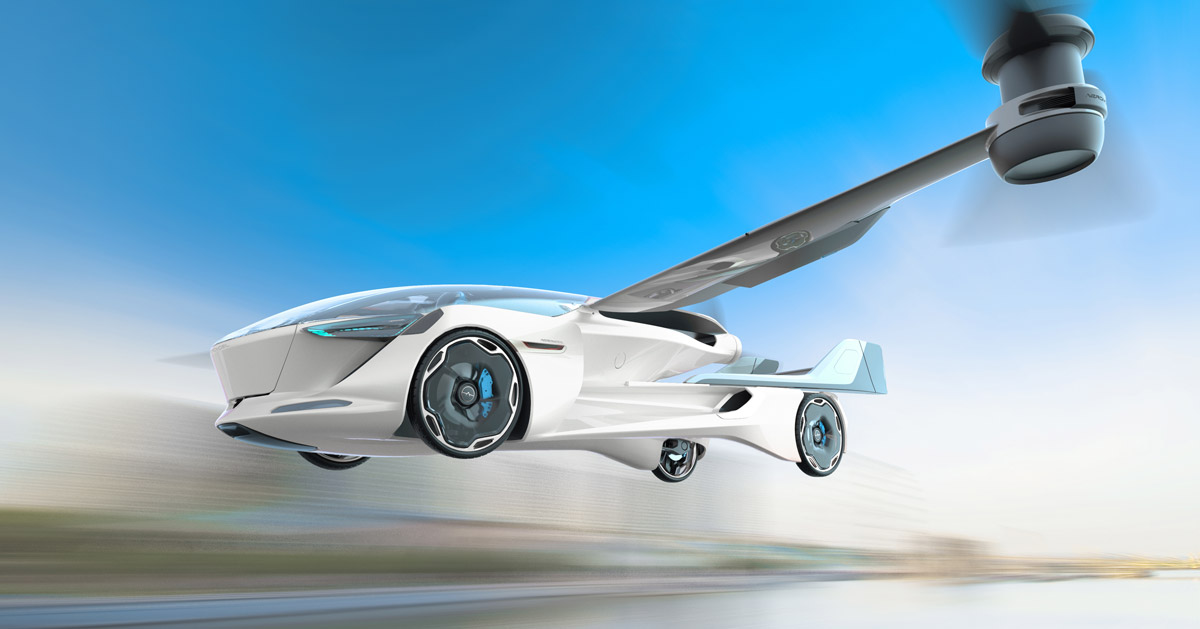 aeromobil's flying car concept drives on roads before taking off vertically