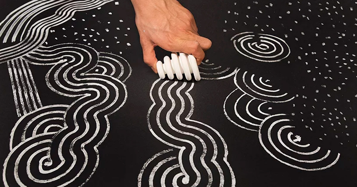 nikolas bentel's chalk drawers create patterns of dots, circles and lines