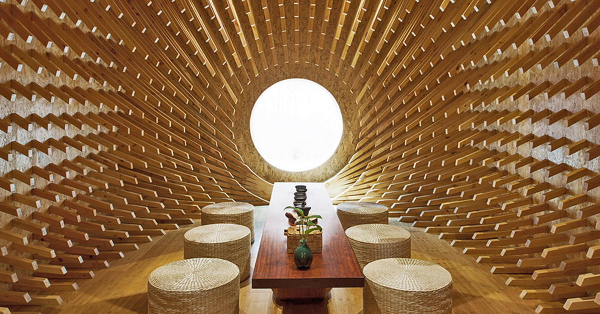 999 wooden sticks convert a rectangular room into an elliptical ...