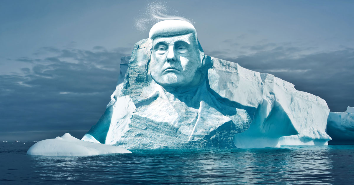 climate change group raising funds to sculpt donald trump face into iceberg