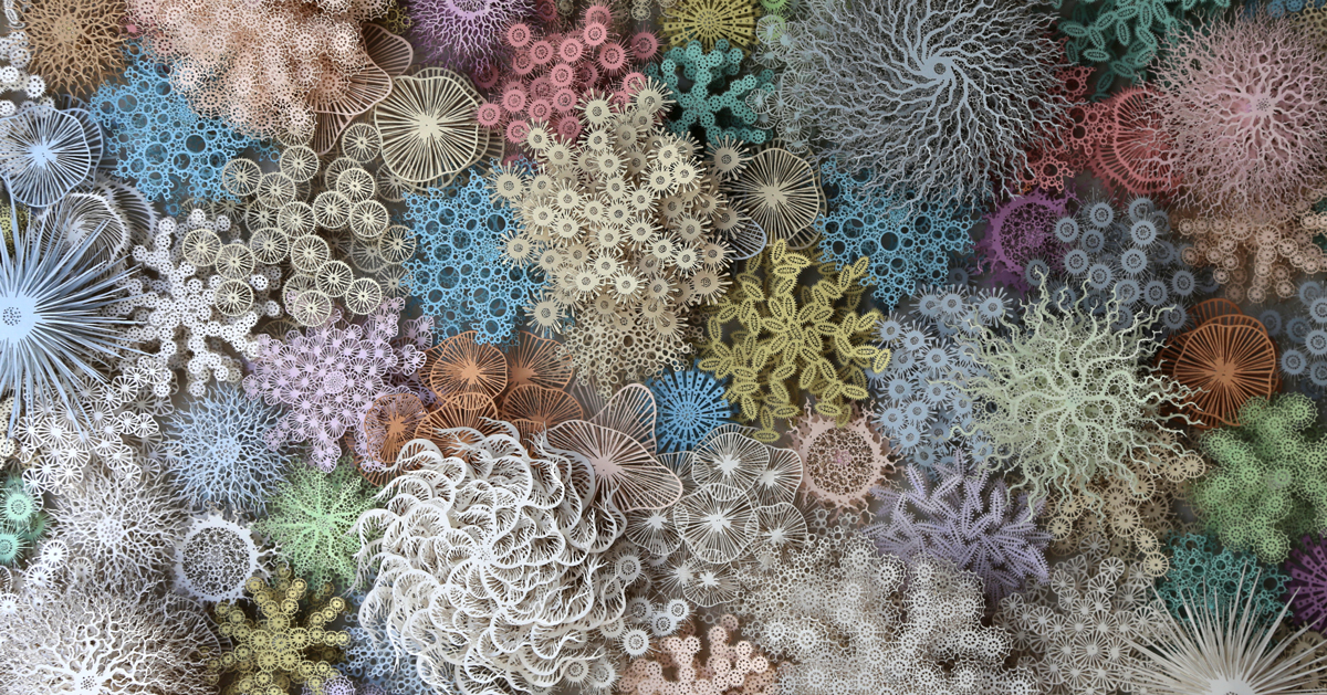 artist reimagines the human microbiome as an intricately cut paper ...