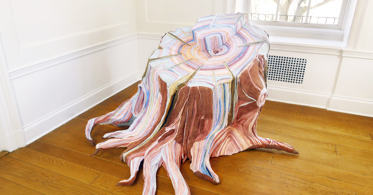 artist uses discarded and disused fabric to create intricately layered ...