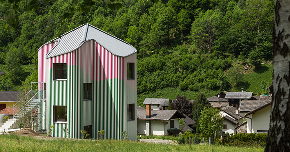 colorful swiss house rossa expresses a playfully artful structure