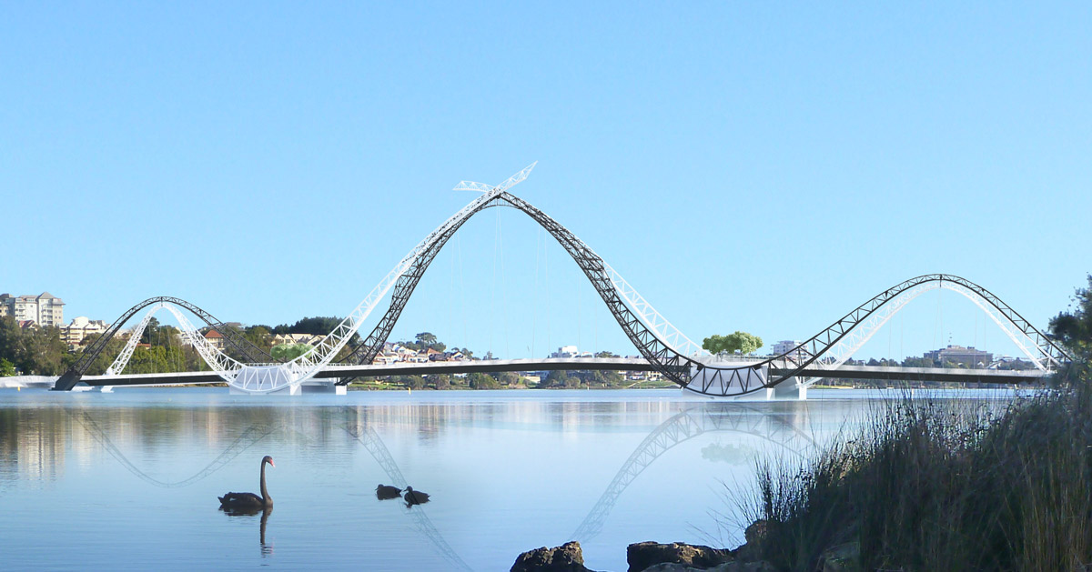 matagarup bridge engages its landscape in a sequence of unfolding vistas