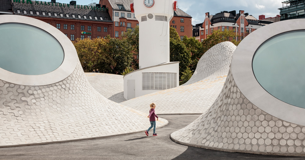 undergroud 'amos rex' transforms helsinki square to landscape of skylights
