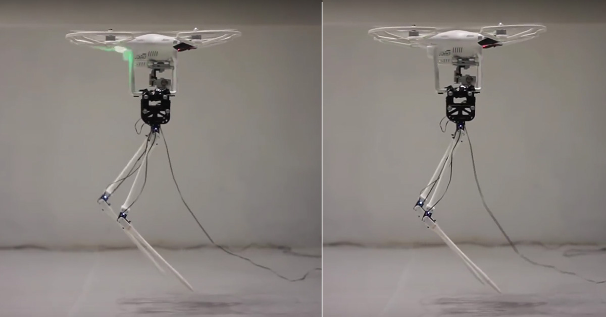 Aerial Biped Robot Dances Around Using A Quadrotor For Balance And Movement