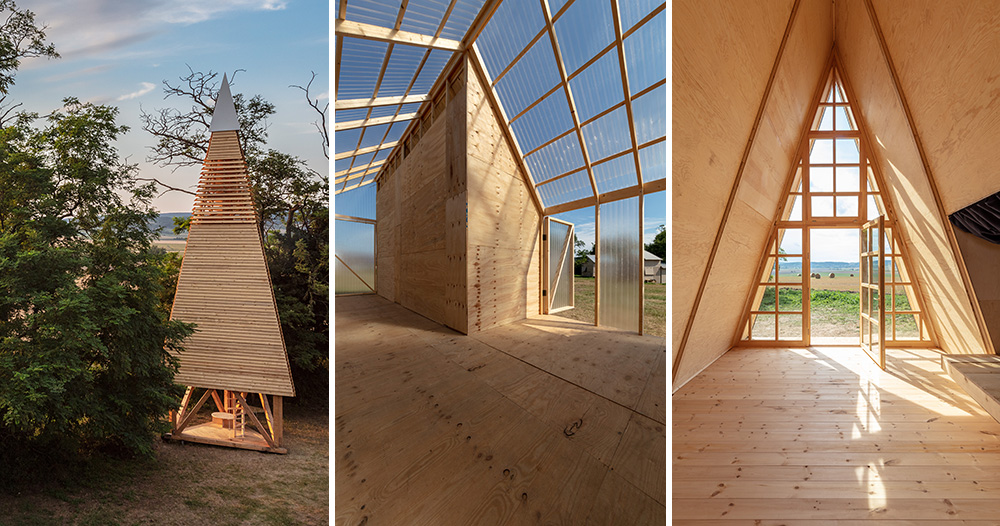 hello wood festival: students collaborate to build seven cabin prototypes