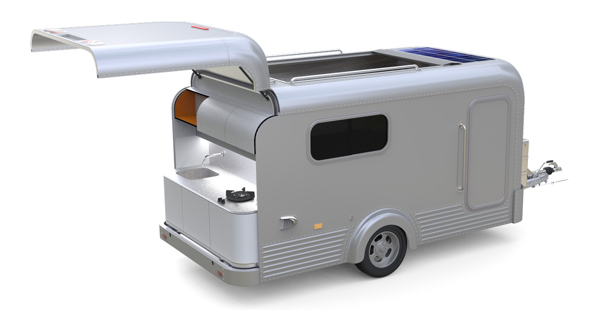 this aluminum camper comes with a panoramic open roof that lets you ...