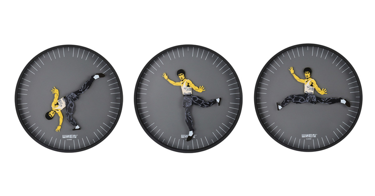 the kung fu clock shows time with a fighter's limbs, by WHENWATCH