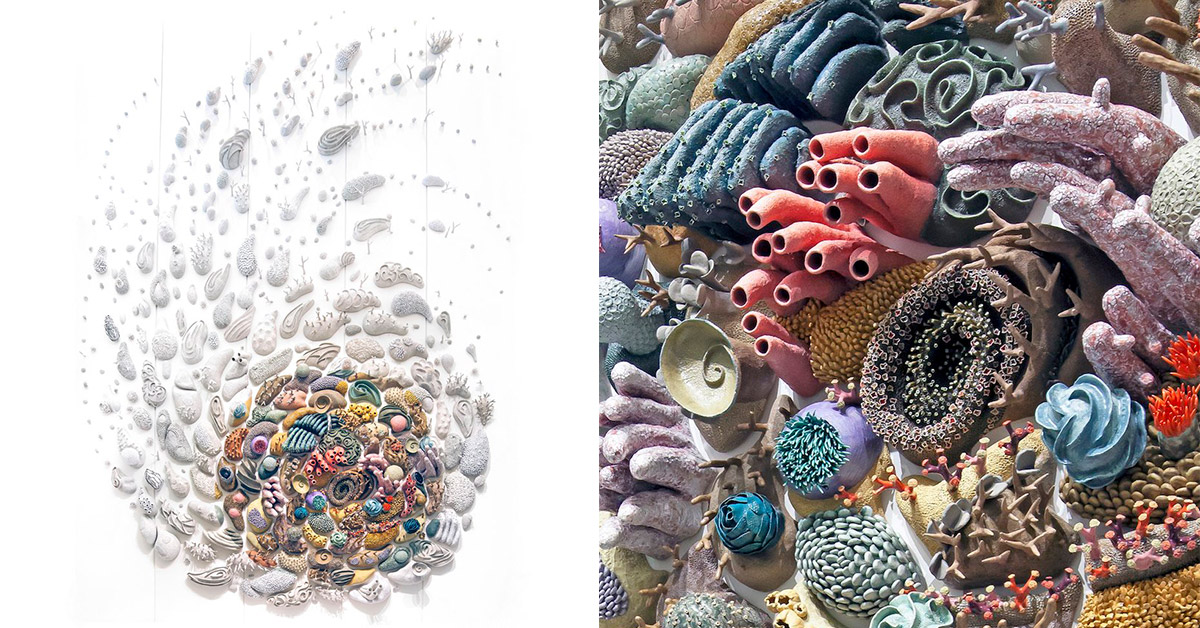 ceramic coral reef by courtney mattison swirls through US embassy in ...