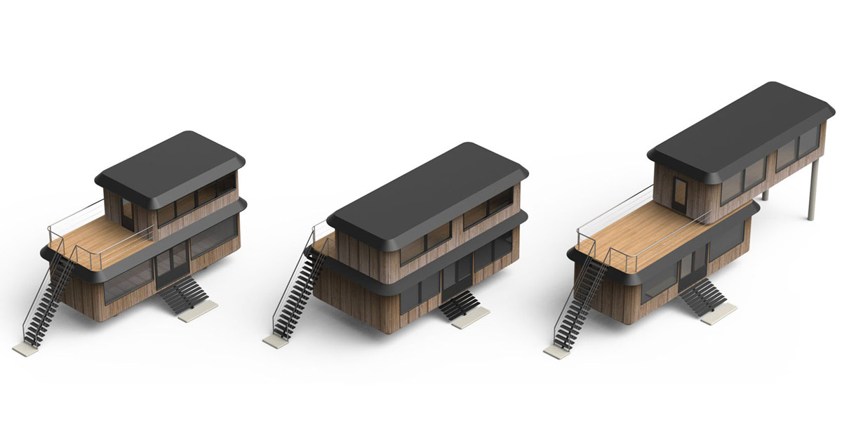 gavin rea proposes housing system of 'weightless' prefabricated modules