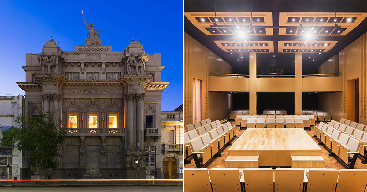 flexible wooden auditorium in argentinian college provides various ...