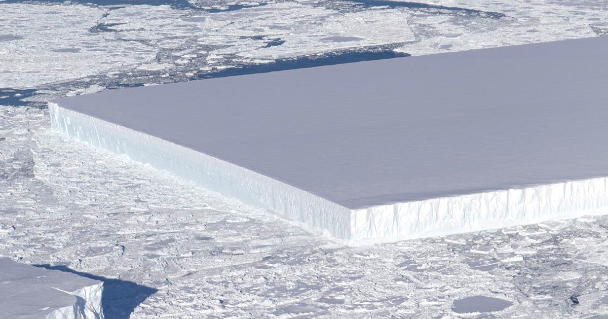NASA captures strikingly rectangular iceberg off antarctica