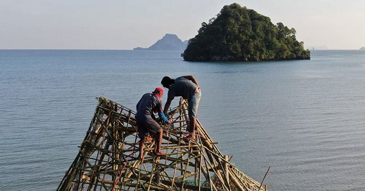 map office remove nets from coral reef to create 6 m high 'ghost island ...