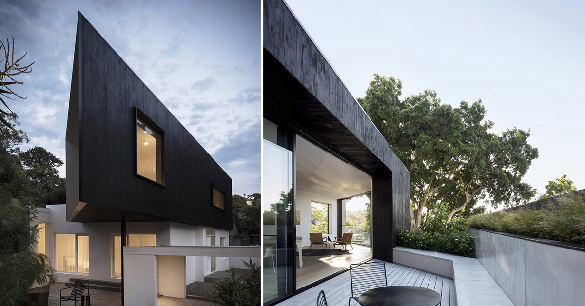 charred timber triangular house in sydney responds to the specific ...