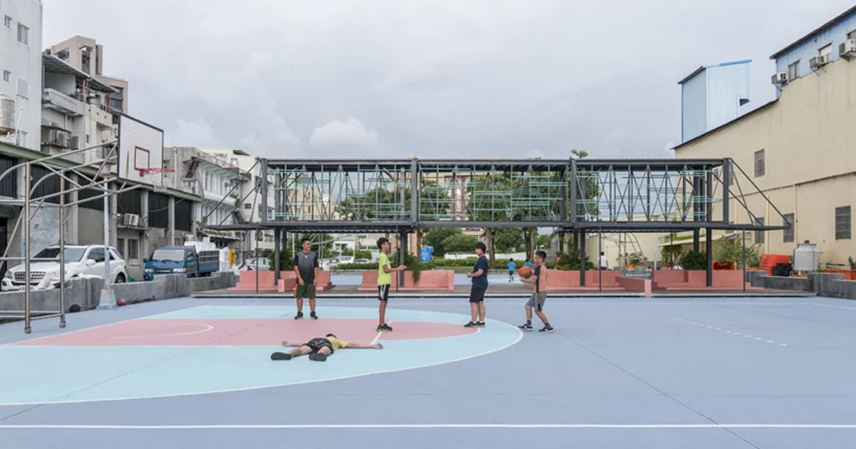 atelier let's transforms disused urban area into basketball courts in ...