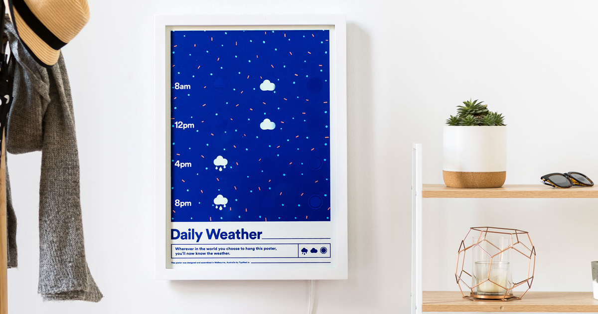 smart poster uses 'digital ink' to illustrate the day's changing forecasts