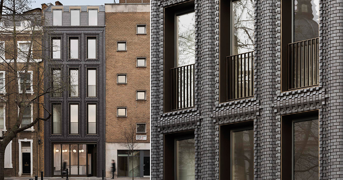 bureau de change architects clads london building in matte blue brick ...