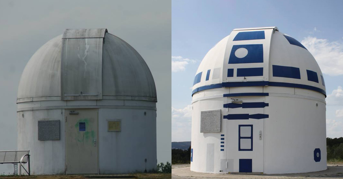 star wars fans transform observatory into giant R2-D2