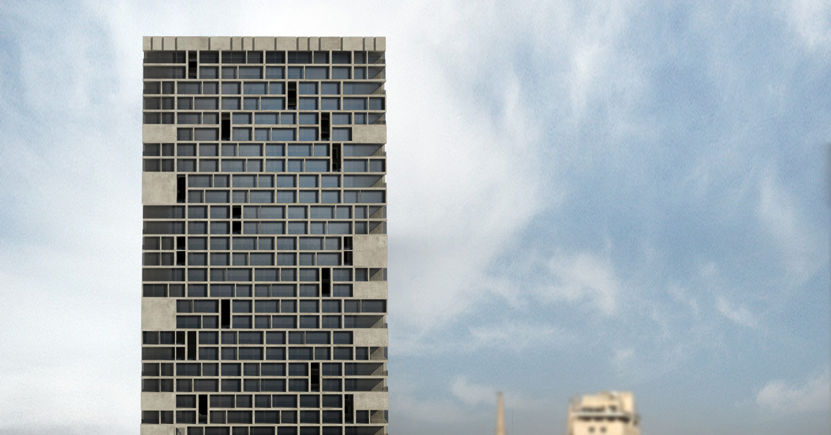 LAAV architects stack small concrete modules to create high-rise in beirut