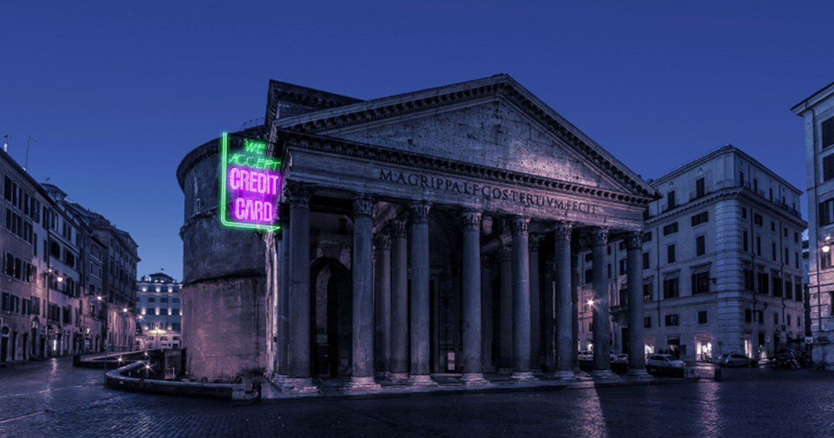 'neon rome' by m²ft architects envisions italian landmarks with neon ...
