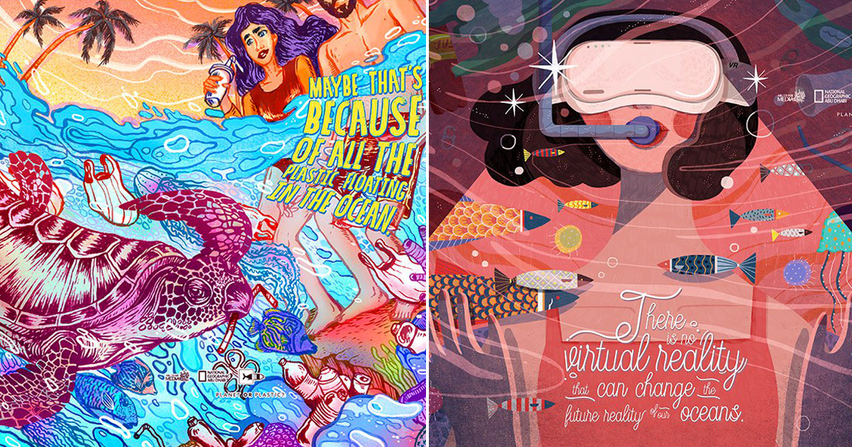 national geographic uses art to promote its 'planet or plastic?' initiative