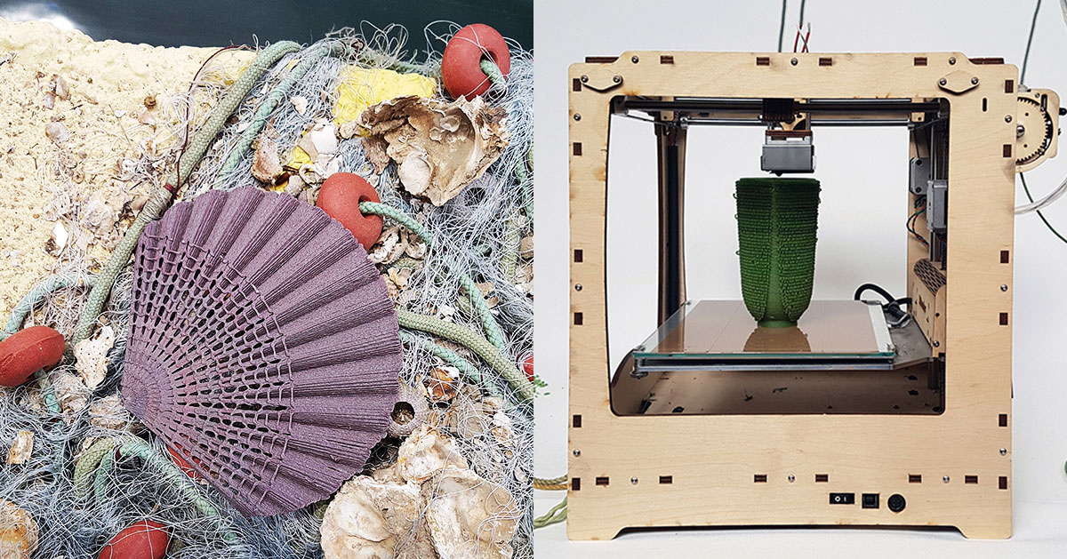 the new raw uses ocean waste to create 3D-printed seashell sculptures