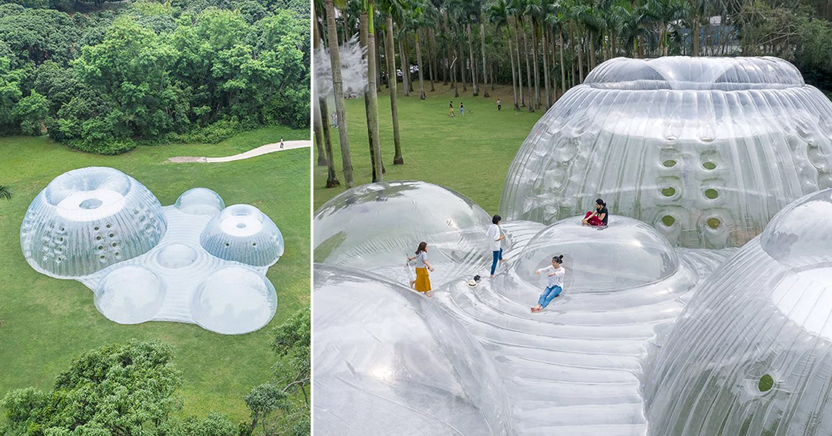 'air-mountain' by aether is an inflatable pavilion designed for shenzhen