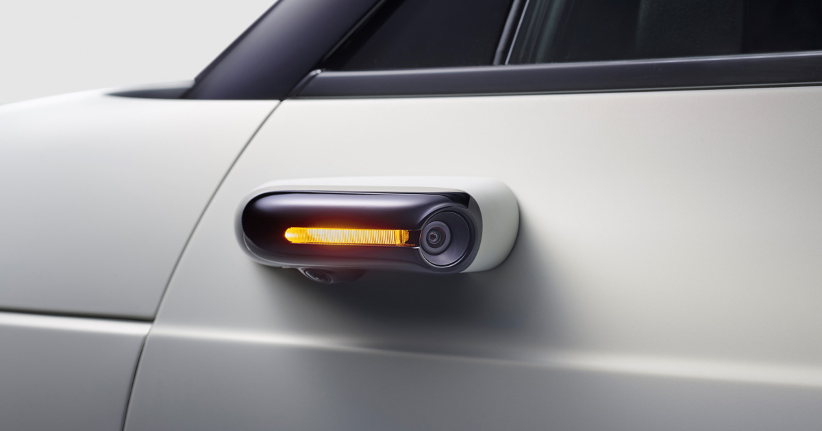 the honda E swaps out conventional side mirrors for side cameras
