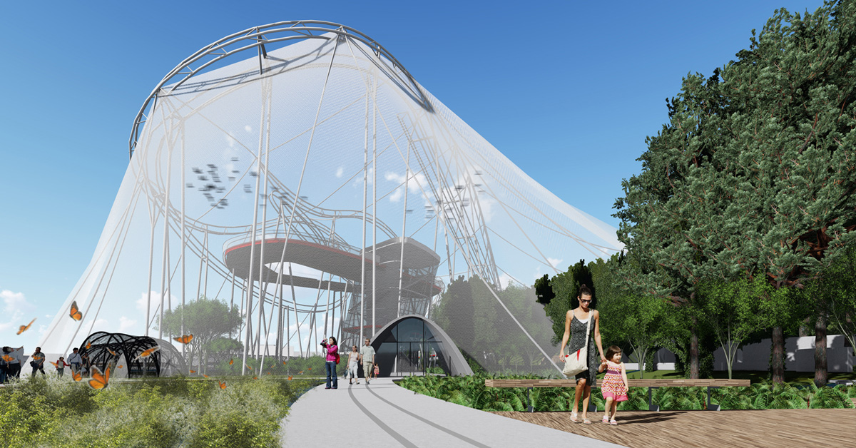 kuth ranieri + TLS transform dilapidated roller coaster into steel mesh ...