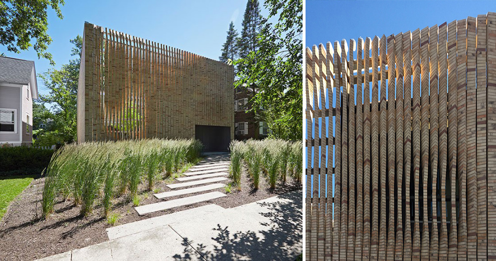 thayer house by brooks + scarpa boasts twisting brick columns
