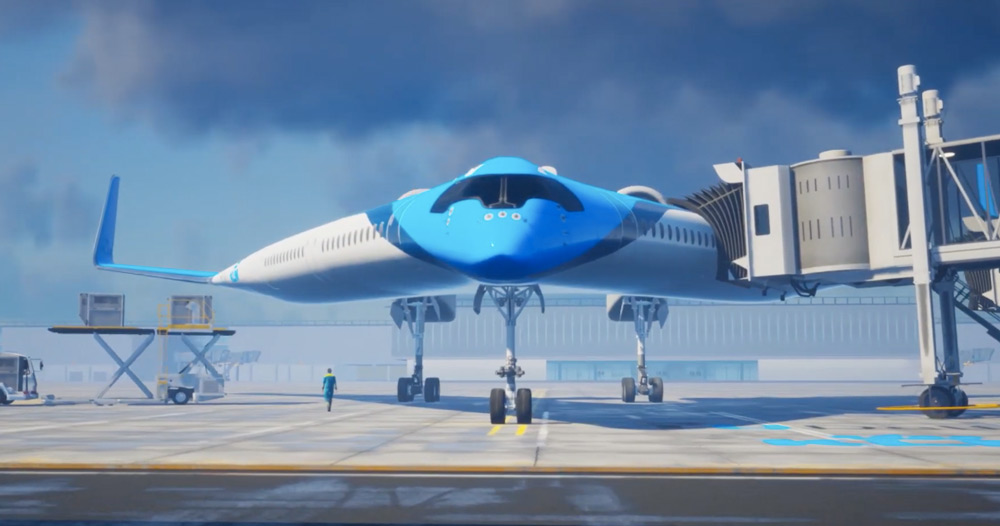 the two-pronged 'flying-V' airplane is KLM and TU delft's vision for ...