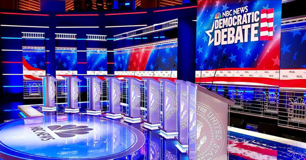 clickspring design creates stage for first democratic presidential debate