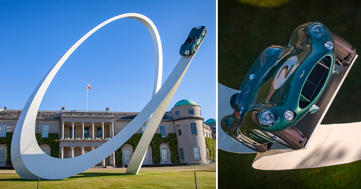 gerry judah swoops an aston martin skywards in sculpture at goodwood ...