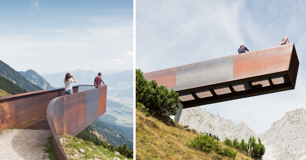 snohetta designs corten interventions for innsbruck's nordkette range