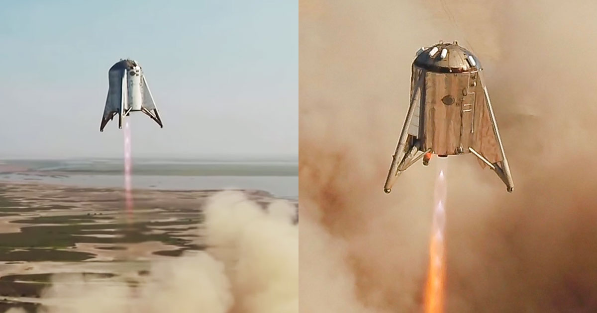 spaceX’s starhopper rocket soars above texas before future to mars