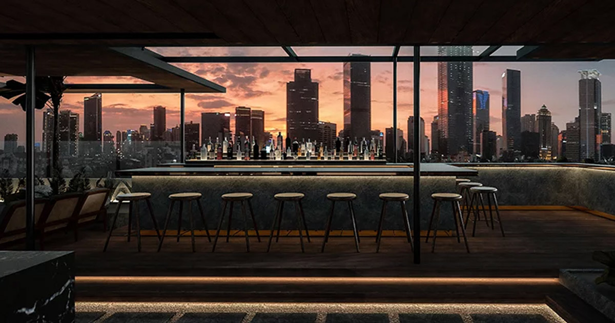 k-thengono designs elevated lounge garden for hotel rooftop in indonesia