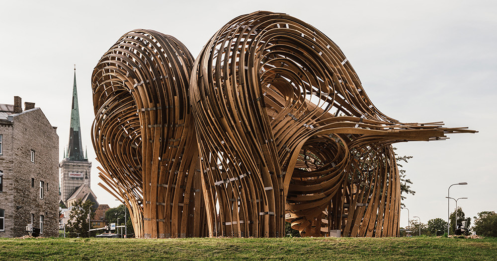 steam-bent timber pavilion at tallinn architecture biennale 2019