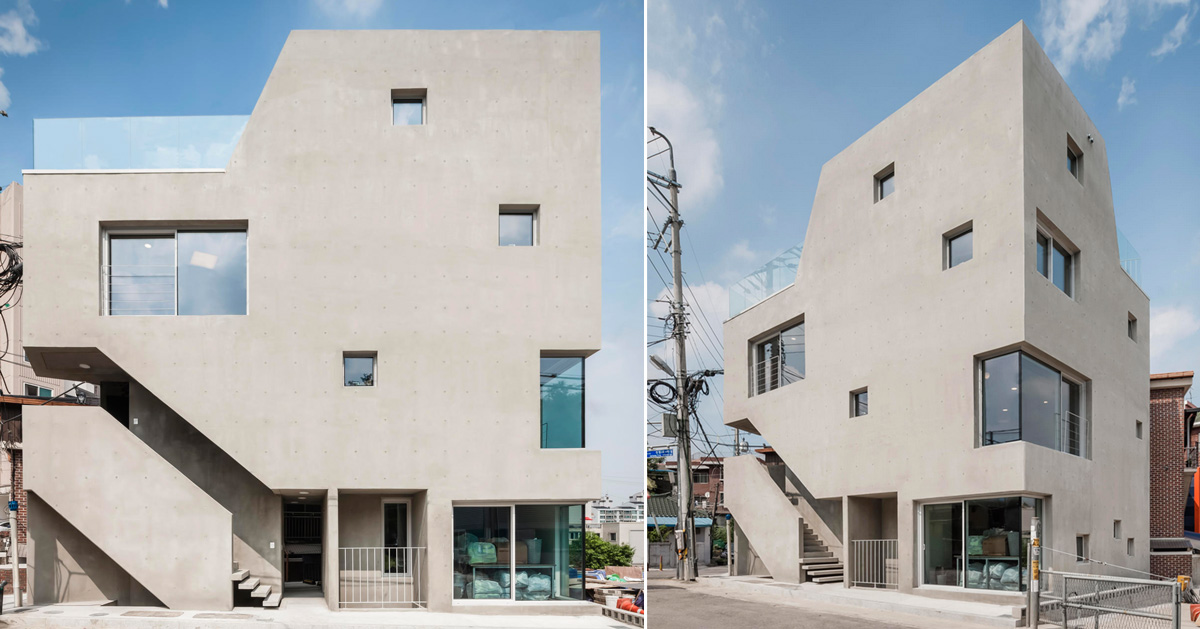 architects H2L builds concrete slit house on a triangular lot in south ...