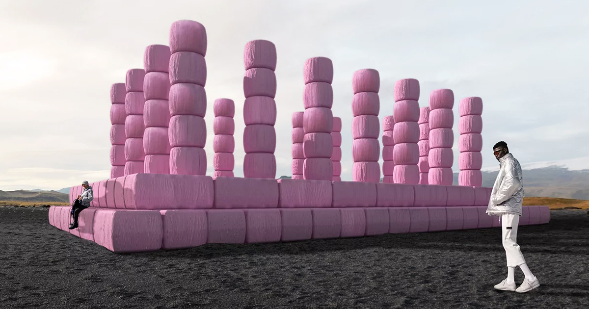 tobia zambotti uses pink hay bales for breast cancer awareness in iceland