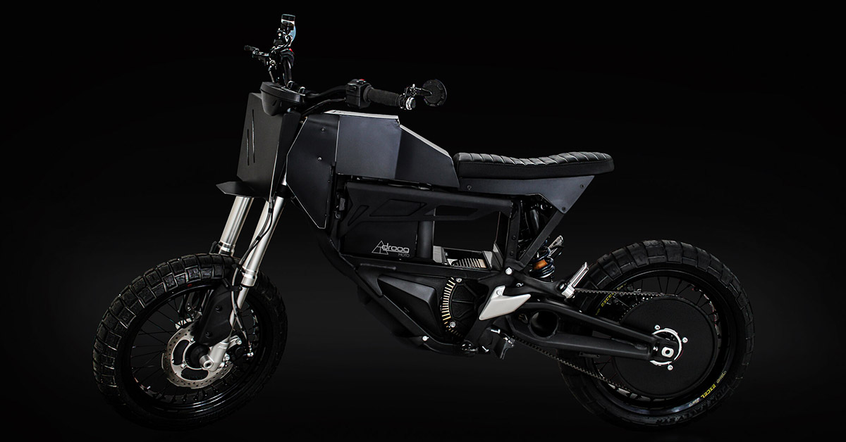 droog moto e-fighter electric motorbike adds 'rechargeable adrenaline'